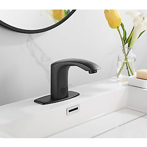 Automatic Bathroom Faucet Black Touchless Solid Brass Motion Activated Bath Tub Lavatory Basin Sink Vanity Aerator One Hole Brass Mixer Tap Touch-Free