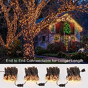 Christmas Lights, 300ct 69.6ft Incandescent Christmas Lights Connectable, Outdoor Christmas Tree Lights, 120V UL Certified Indoor Christmas String Lights for Xmas Party Patio, Brown Wire, Warm White