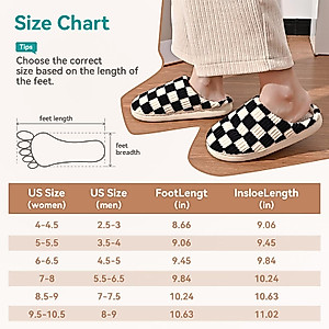 Mukinrch House Slippers for Women Men, Plush House Shoes Memory Foam Checkered Slippers Womens Casual Fuzzy Bedroom Indoor Outdoor Plaid Shoes with Fur Lining