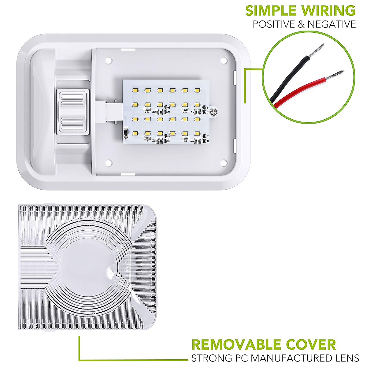 Leisure LED 5 Pack 12V Led RV Ceiling Dome Light RV Interior Lighting for Trailer Camper with Switch, Single Dome 300LM (Natural White 4000-4500K, 5-Pack)