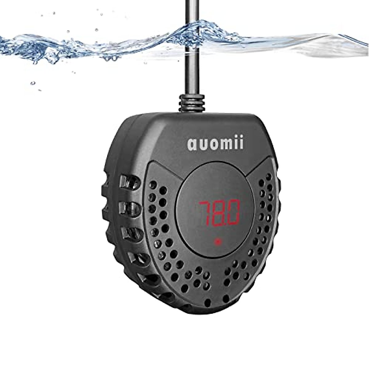 auomii Mini Submersible Aquarium Heater, 50W/100W Small Fish Tank Heater, Built-in Thermometer, 2 LED Temperature Display, External Temperature Controller, Smart Memory, 50W (1-10Gallons)