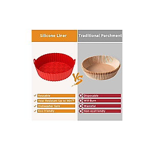 Silicone Air Fryer Liner 2 Pack 7.5inch Reusable Air Fryer Silicone Basket Heat Resistant Easy Cleaning Air fryers Silicone Pot Round for 3 to 5 Qt for Air fryer Oven Accessories (Pink+Red)