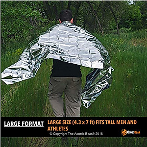 Emergency Blanket or Space Blanket - Ideal as Survival Thermal Protection - Very Light Double Sided Sheet of Mylar Foil - Best for Bug Out Bag, EDC, First Aid Kit, Hiking, Camping, Hunting
