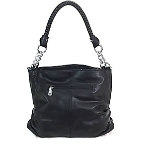 Zzfab Sparkle Rhinestone Suede Hobo Handbag Black