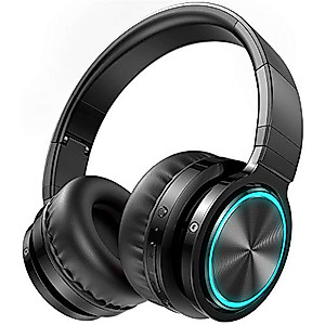 Picun B12 Wireless Bluetooth Headphones,HD Stereo Sound Over Ear Headphones with Built-in Microphones, Deep Bass 20 Hours Playtime, Fast Charge Bluetooth 5.2 Headset for Adults, School, Travel, Black