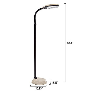 Lavish Home (72-G0820) 5 Feet Sunlight Floor Lamp With Adjustable Gooseneck - Light Wood Grain