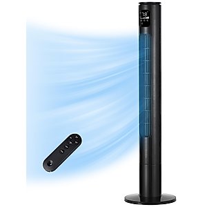 Uthfy 46" Tower Fan With Remote, 24ft/s Fan for Bedroom with 24 H Timer, 80° Oscillating Fan with 3 Speeds, 3 Modes, Portable Fans that Blow Cold Air, Standing Bladeless Fan for Room Home Office
