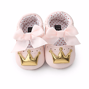 Meckior Infant Baby Girls Boys Handmade Princess Flats Toddler First Walkers Soft PU Leather Non-Slip Crib Wedding Dress Shoes