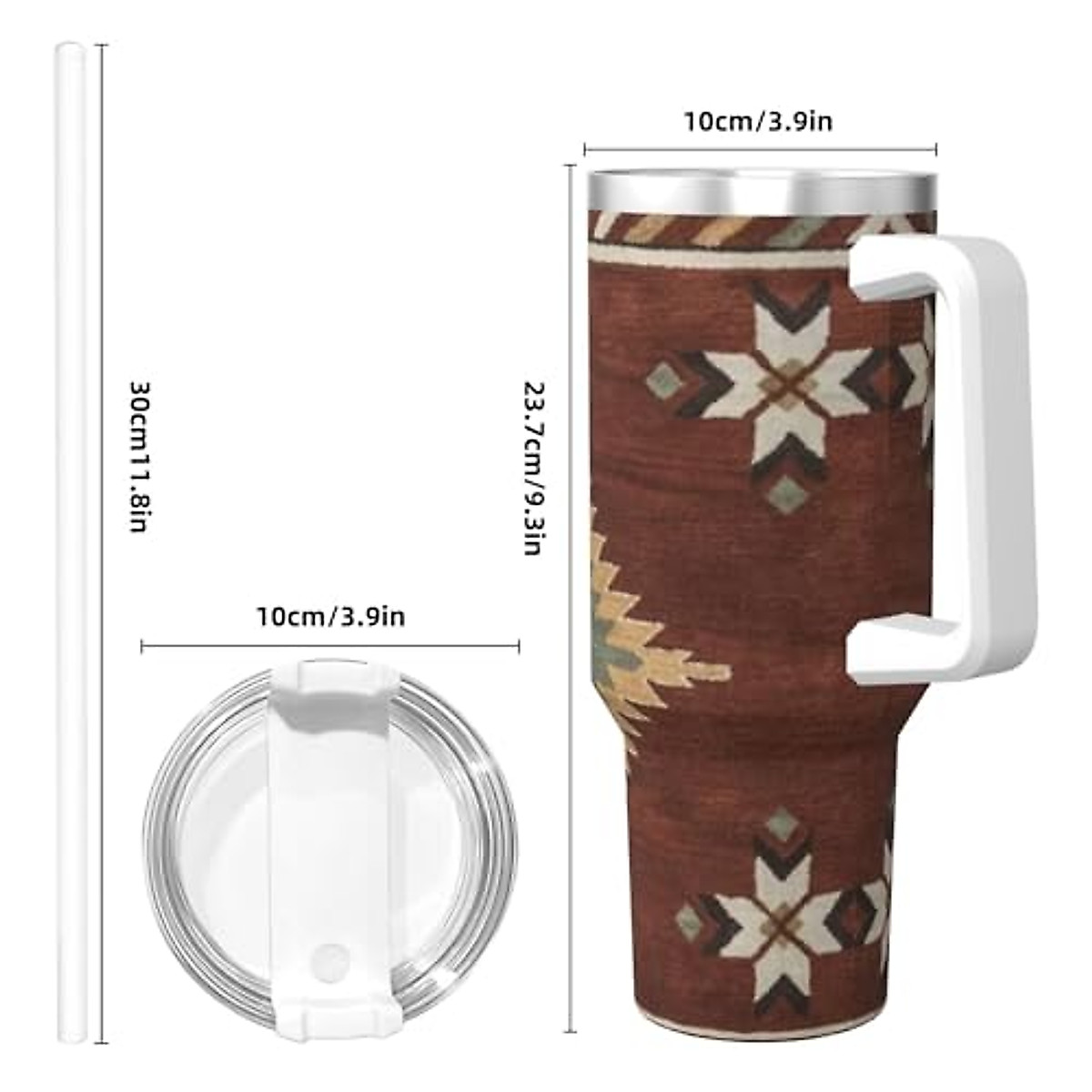 Xiexide 40oz Rustproof Indoor Ethnic Southwestern Totem Aztec Indian Tribal Double Walled Vacuum Insulatedith Handle And Straw,Hot & Cold Drinks