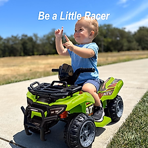 Hikiddo Kids ATV 4 Wheeler, 6V Ride-On Toy for Toddlers 1-3 Boys & Girls with Music, Forward & Reverse - Green