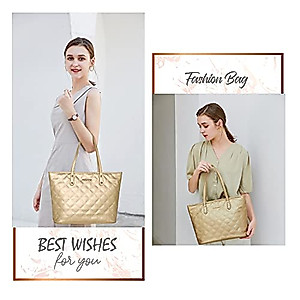 Montana West Quilted Handbag for Women Vegan Leather Tote Purse Shoulder Bag Large Fashion Satchel Hobo Purse MWC-084GD