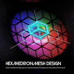 Raidmax X921 Mesh Airflow and Tempered Glass Gaming PC Case with Fans, Pre-Installed 6 Static RGB Color Fans, ATX Mid Tower PC Case, Black PC Case, Support ATX, Micro ATX, Water Cooling