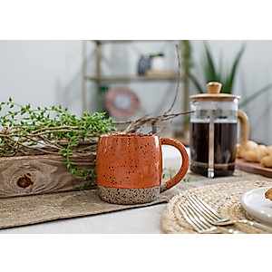 Elanze Designs Speckled Raw Bottom 17 ounce Ceramic Mug, Burnt Orange
