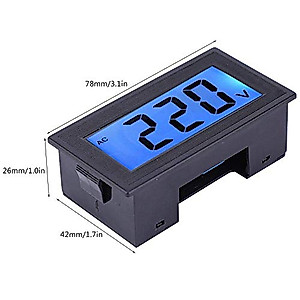 YB5135DB AC80-500V Two Wires Mini Digital Voltmeter Panel Two-Wire LCD Display Digital Volt Panel Meter Voltage Monitor Tester Gauge with Digital LCD Blue Backlight Display