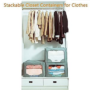 Tasmegol Foldable Clothes Storage Box Stackable Clear Window Closet Containers Organizer Bins Oxford Cloth Steel Frame Clothing Bags for Sweater Bedding Blanket