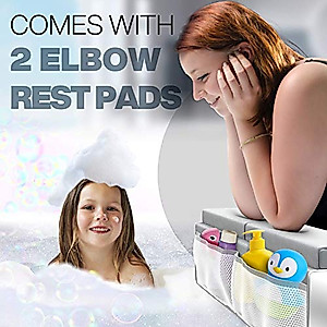 Comfortable Bath Kneeler and Elbow Kneeling Rest Pad for Baby Bathing Parents - Painless Foam Mat with Toy Organizer Pockets - Quick Drying, Foldable, Non-Slip for Baby and Toddler Bathing