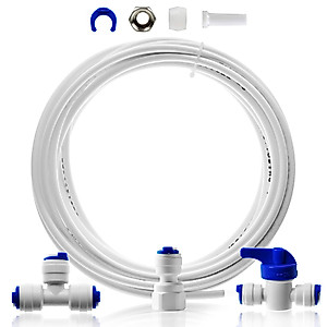 Whynter IMC-491DC Portable 49lb Capacity Stainless Steel with Water Connection Ice Makers + iSpring ICEK Ultra Safe Fridge Water Line Connection and Ice Maker Installation Kit