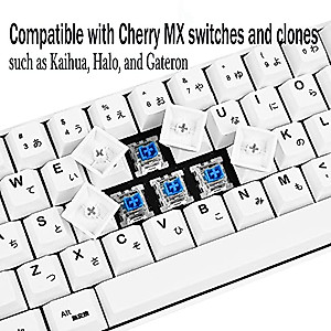 GTSP 135 Japanese White Keycaps Cherry Profile DYE-Sub with 6.25U/6U Space Bar for MX Switches TKL ALT 65% Fullsize Gaming Keyboards Minimalist