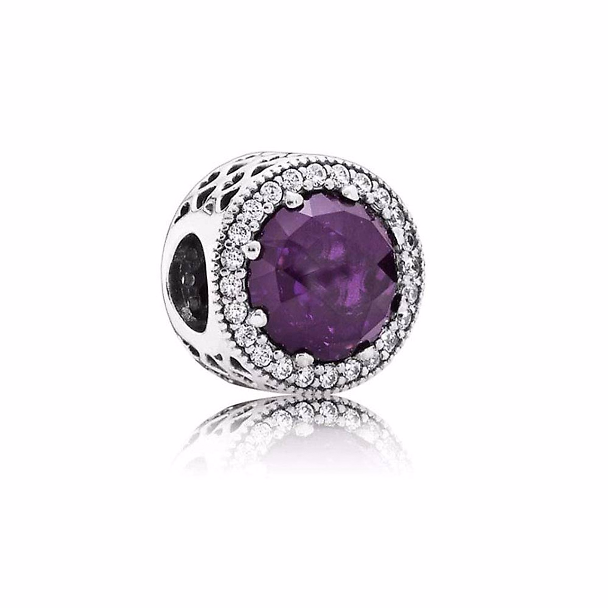 MiniJewelry Birthstone Radiant Hearts Charm for Pandora Bracelets Cubic Zirconia Birthday Birthstone Sterling Silver Charm for Bracelets