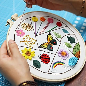 Yiizetony Embroidery Kit for Beginners Adults, 4 Set Embroidery Stitches Practice Kit, Hand Embroidery Kit for Beginner with Embroidery Patterns, Stitch and Learn to Embroidery Kits