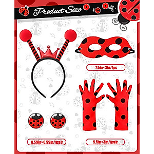 Ladybug Costume for Women Girls Ladybug Bopper Antenna Headband Masks Toys Accessories Set for Adult Kids Halloween Dress Up