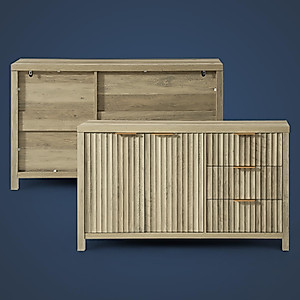 OAKHAM HOME Oxford Fluted Storage Cabinet Sideboard Large Buffet with Adjustable Shelves, Multifunctional Accent Cabinet Console Cabinet for Living Room