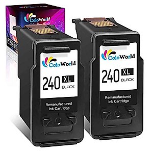 ColoWorld Remanufactured 240XL Black Ink Cartridge Replacement for Canon PG-240XL for Pixma MG3620 MG3600 MG3520 MG2120 MX472 MX452 MG3220 MX432 MG2220 MX512 MG3122 MG3222 MG3120 Printer (2 Pack)