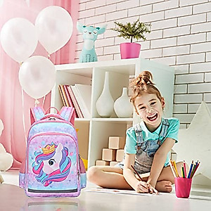 BGS BIGSUCS Girls Backpack for Kids School Backpack Preschool Kindergarten Elementary School Bag with Insulated Lunch Tote