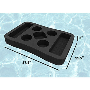 Polar Whale Floating Drink Holder Refreshment Table Tray for Pool Beach Party Float Lounge Durable Black Foam 7 Compartment UV Resistant