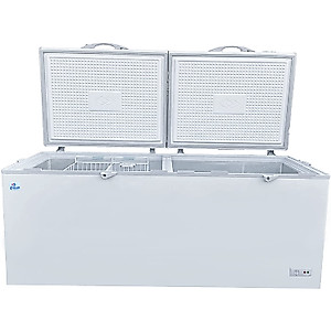 Commercial Freezer Chest freezer 24 cubic feet, 77 inches Long, ice cream freezer large capacity, NSF certified, White Solid 2 door w Storage Baskets XF-750 dup1