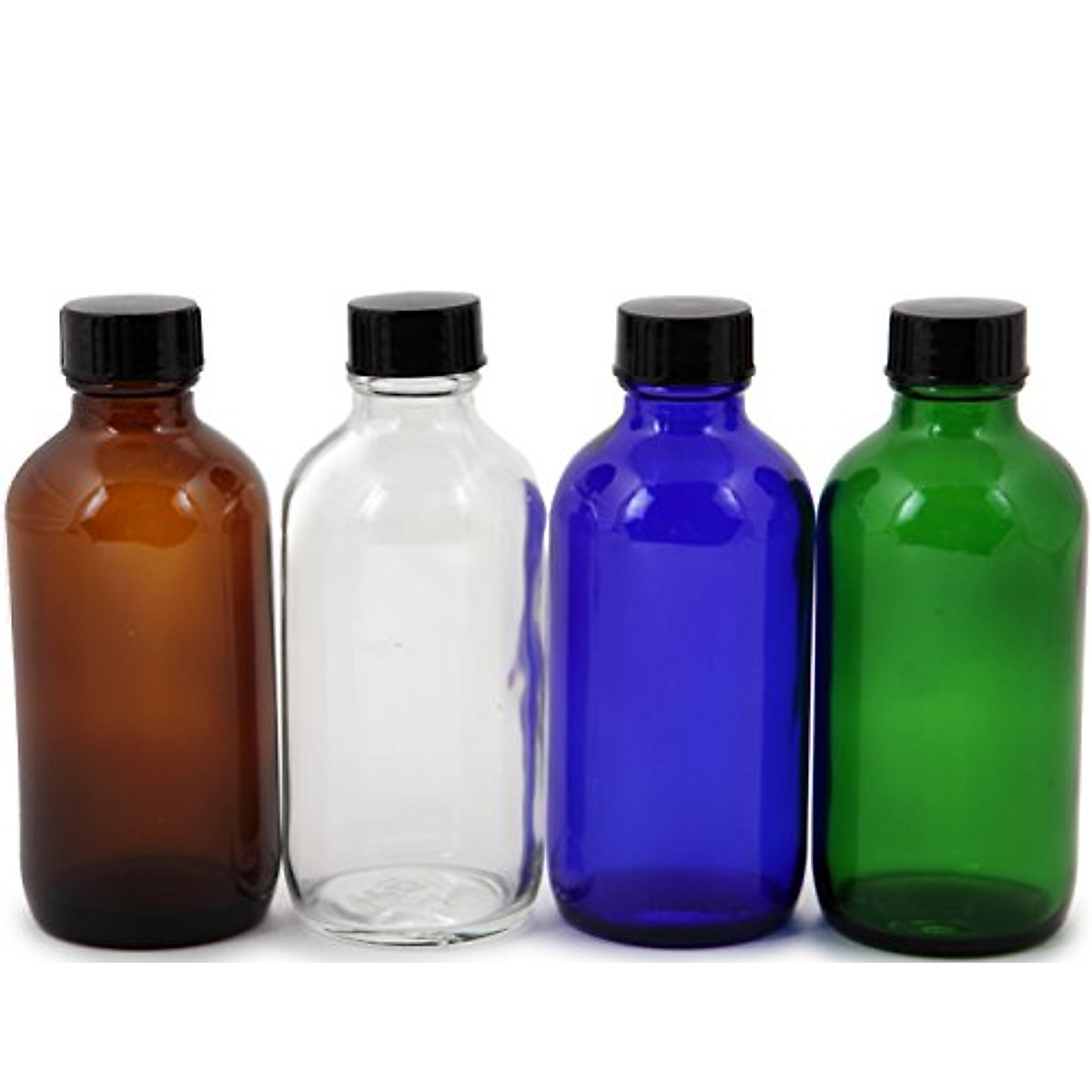 Vivaplex, 12, Assorted Colors, 4 oz Glass Bottles, with Lids
