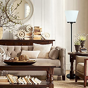 Floor Lamp for Living Room, Simple Modern Black Floor Lamp for Bedroom Office, 3 Color Temperatures Tall Standing Floor Lamp with Foot Switch, (9W LED Bulb, White Lampshade Included).