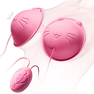 Nipple Toy Vibrator, Vibrating Nipple Clamps Sucking Stimulator Massager with 10 Powerful Vibration，Rechargeable Adult Sex Toys for Women Couples Pleasure Pink