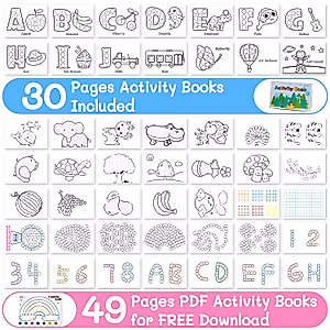 Ohuhu Washable Dot Markers for Toddler 12 Colors Bingo Daubers 40 ml (1.41 oz) with 30 Pages Kids Activity Book for Kids Children (3 Ages +) Preschool Non-Toxic Water-Based Dot Art Markers