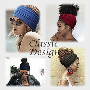 AKTVSHOW 7'' Wide Headbands for Women, Extra Large Turban Workout Headband Fashion Yoga Hair Bands Boho Twisted Thick Hair Accessories, 8Pack
