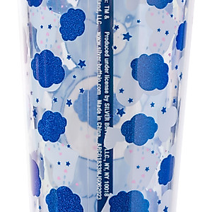 Silver Buffalo Care Bears Grumpy Bear Glitter Plastic Cold Cup with Lid and Straw Topper, 24 Ounces