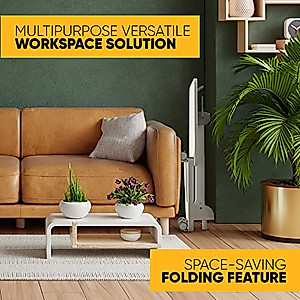 Folding Standing Desk Adjustable Height - Mobile Rolling Laptop Stand Pneumatic Height Adjustable - Foldable Computer Desk Workstation - Portable Mini Standing Desk for Small Office Space