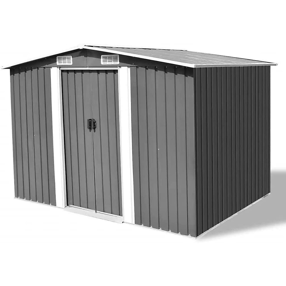 vidaXL Garden Storage Shed Outdoor Yard Patio Home Garage Storing Tools Lawn Care Equipment Household Item Building House Anthracite Steel