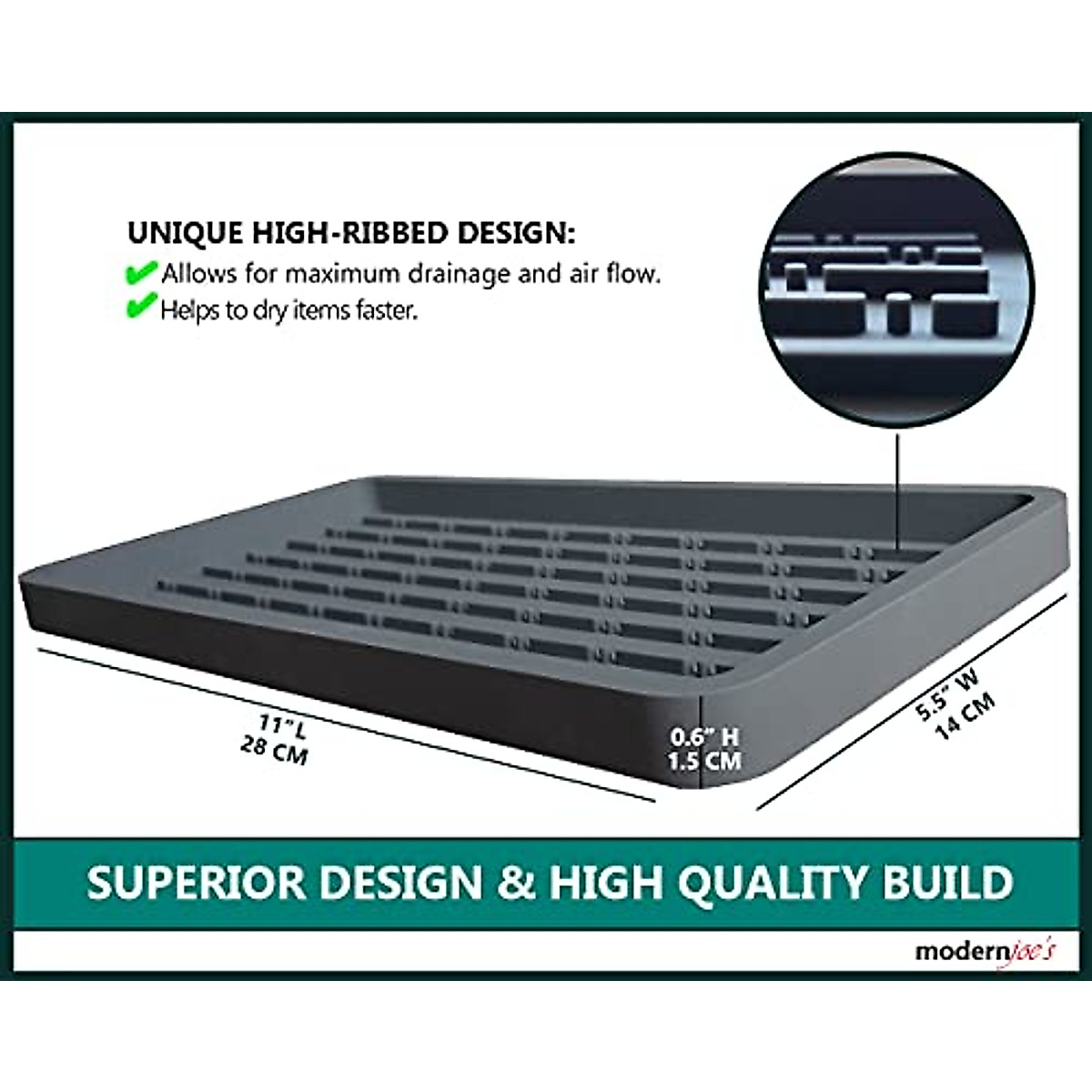 Sponge Holder - Sink Caddy Organizer - Kitchen Bath Vanity Tray - Soap, Cleaning Brush, and Scouring Pad Multi-use Silicone Tray – Non-Slip, Heat Resistant and Dishwasher Safe – 11” X 5.5” - Gray