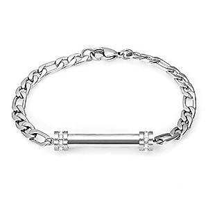 Hearbeingt Memorial Bracelet, Cylinder Cremation Jewelry Urn Bangle for Ashes, Classic Crystal Cremation Keepsake Ashes Holder Made of Stainless Steel with Free Fill Kit, Silvery