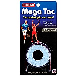 Tourna Mega Tac Extra Tacky Overgrip, 3 Grips per Pack, Blue