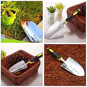 SXBBSMC Garden Trowel, Hand Shovel, 2 Piece Cast-Aluminum Heavy Duty with Soft Rubber Handle Garden Tools, Small Hand Trowel for Women Men Kids Gardening