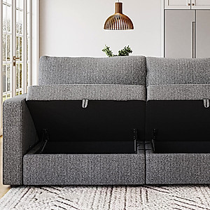 HONBAY Loveseat Sofa with Storage Seat, 2 Seater Couch Oversized Modular Sofa Love Seats for Living Room, Light Grey