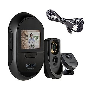 Brinno Duo SHC1000W Safe Smart Home Security Concealed Peephole Camera - Remote Access - DIY Install - Data Privacy - 9ft USB-C Power Extension - Gold 12mm Size