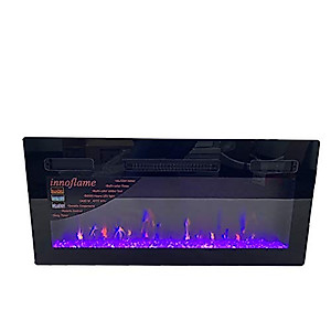 Tiara Innoflame Fireplace Electric 36" Flat Front Crystal Ember Bed w/Remote Control (Black)