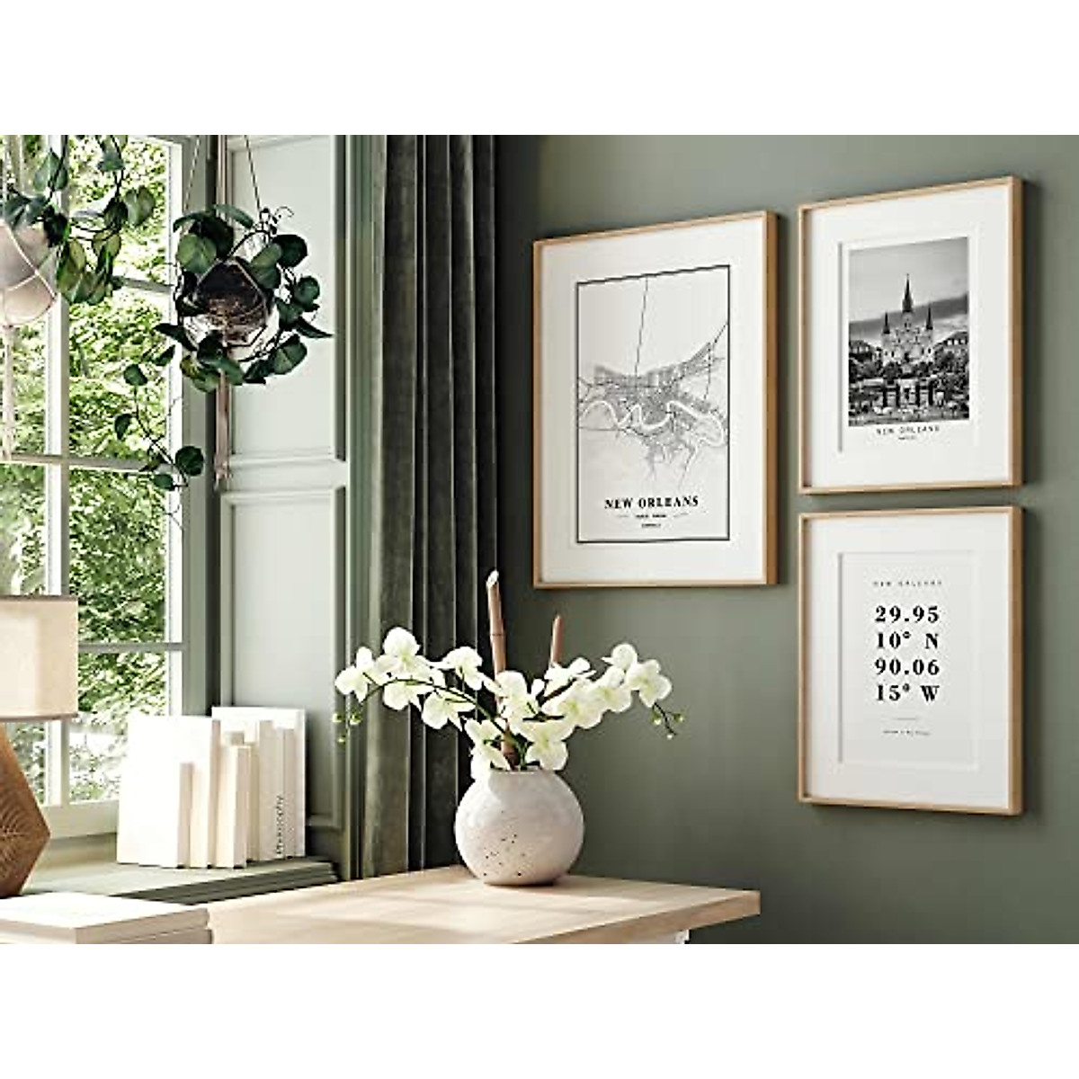 Dear Mapper New Orleans United States View Abstract Road Modern Map Art Minimalist Painting Black and White Canvas Line Art Print Poster Art Print Poster Home Decor (Set of 3 Unframed) (12x16inch)