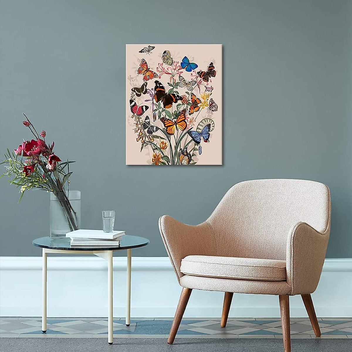 TUMOVO Paint by Numbers for Adults, Butterflies and Bluebells Paint by Numbers for Beginner, Flower Painting by Numbers for Adults Beginner Acrylic DIY Oil Painting, 16"x20" (without Frame)