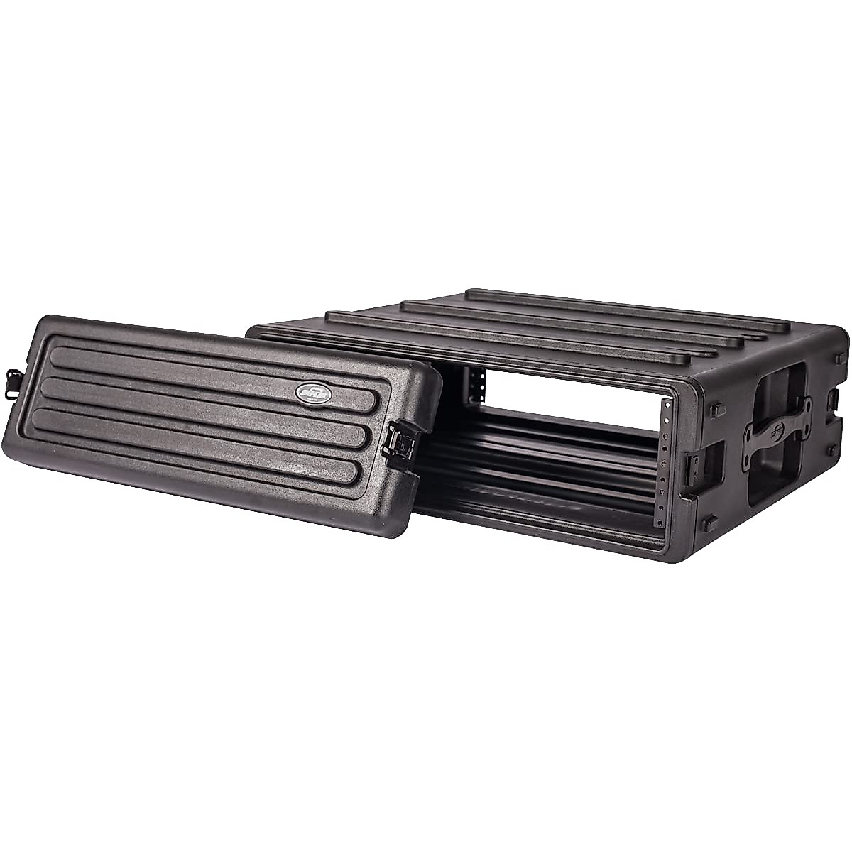 SKB Cases 3U rSeries Standard Roto Molded LLDPE Rack with Flush Carry Handles and Non-Slip Rubber Feet, Includes Rack Mount Screws