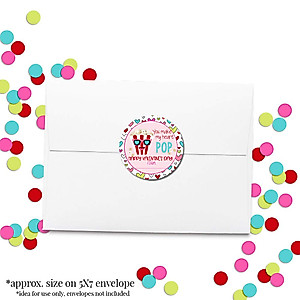 You Make My Heart Pop Fun Popcorn Themed Valentine Party Favor Sticker Labels for Kids, 40 2" Party Circle Stickers by AmandaCreation, Great for Classroom Valentines, Envelope Seals, Gifts, Treats