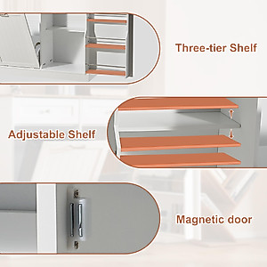 AHB 13 Gallon Tilt Out Trash Bin Cabinet with 2 Drawers, Adjustable Shelves,Kitchen Storage Cabinet with Garbage Bin Tilt Out Laundry Hamper for Kitchen, White